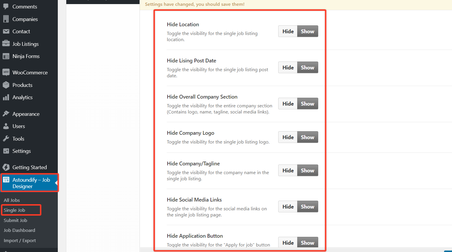 Hide Elements in Single Job Listing page - Astoundify Knowledge Base