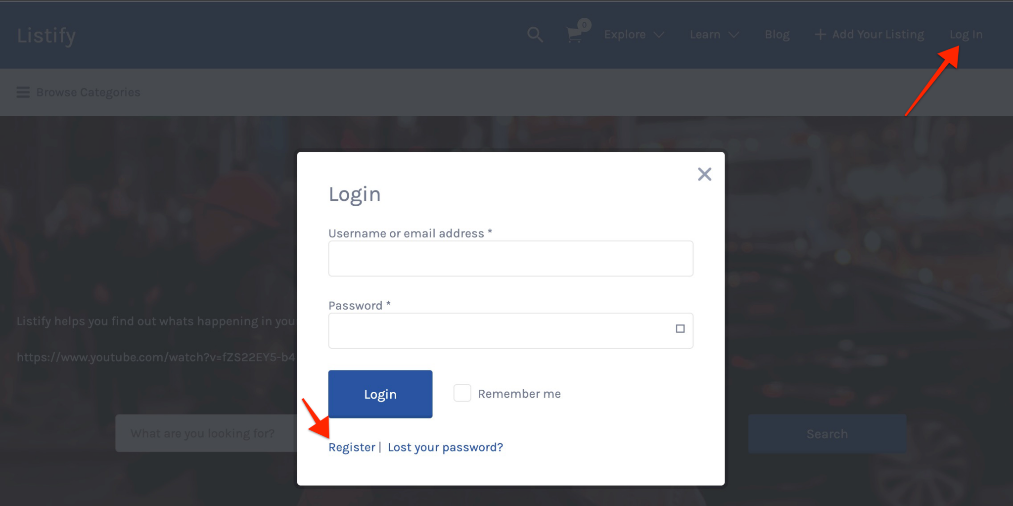 How to insert a Register link in the login popup - Astoundify Knowledge ...