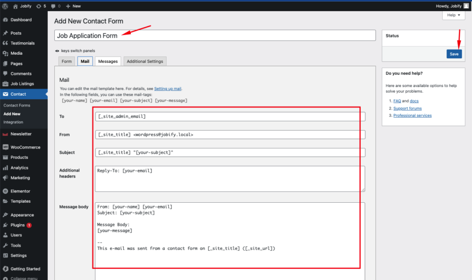 Setting up Contact Form 7 Plugin with Jobify Theme for Job Applications - Astoundify Knowledge Base
