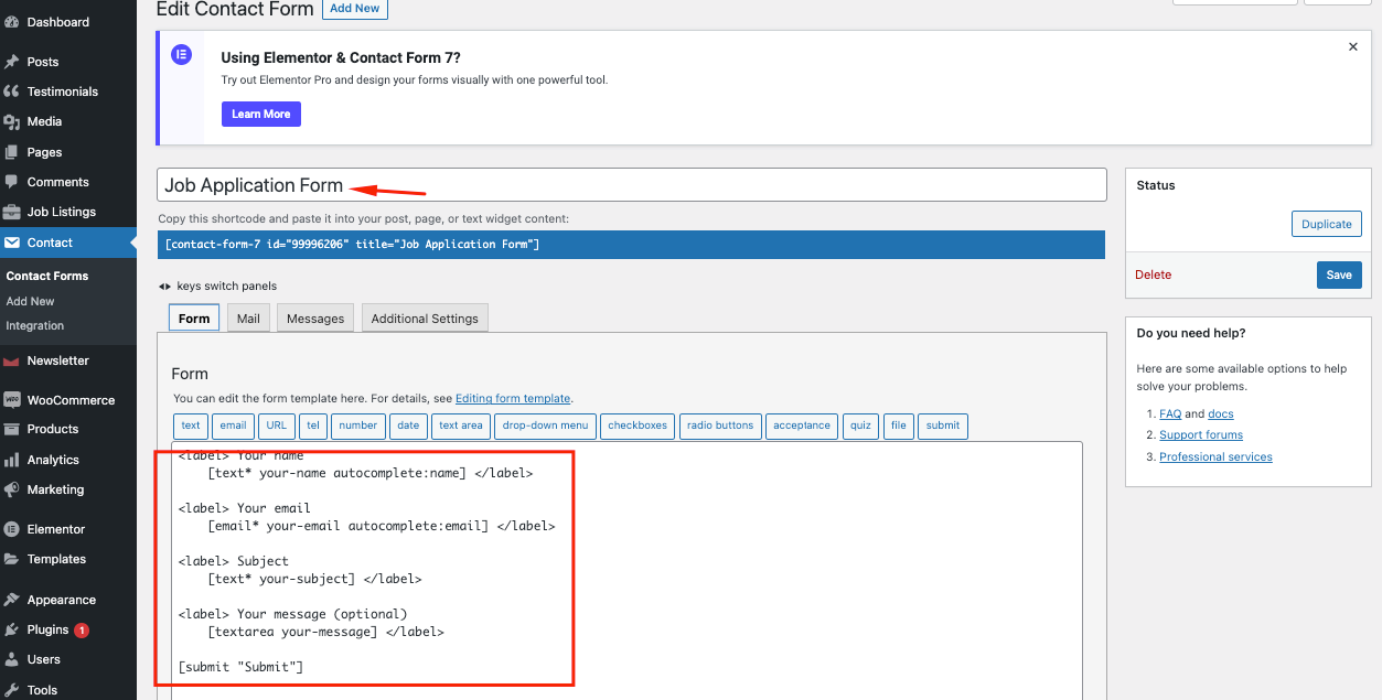 Setting up Contact Form 7 Plugin with Jobify Theme for Job Applications - Astoundify Knowledge Base